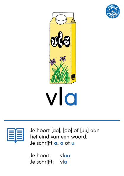 Een open lettergreep aan het eind [aa], [oo] of [uu]