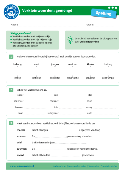 Verkleinwoorden met -etje of -nkje [1]