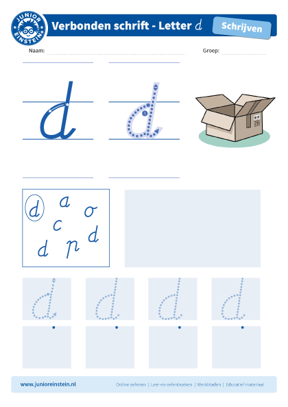 Letter d in kleine blokken
