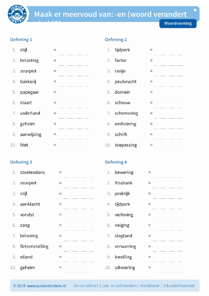 Maak er meervoud van: -en (woord verandert niet) [12]
