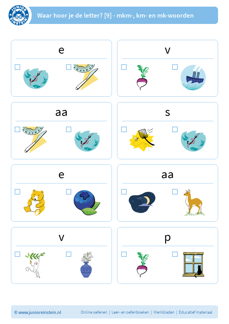 Verbind het plaatje met het woord [3] - mkm-, km- en mk-woorden