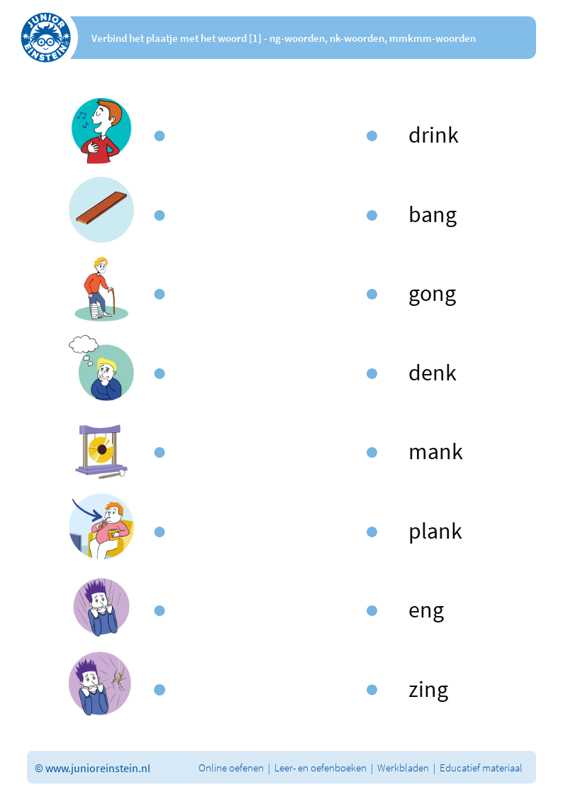 Verbind het plaatje met het woord [1] - ng-woorden, nk-woorden, mmkmm ...