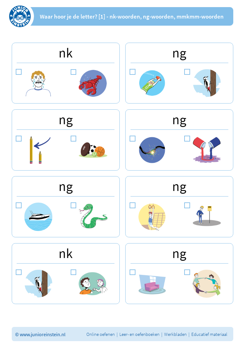 In welk woord zie je de letter? [1] - nk-woorden, ng-woorden