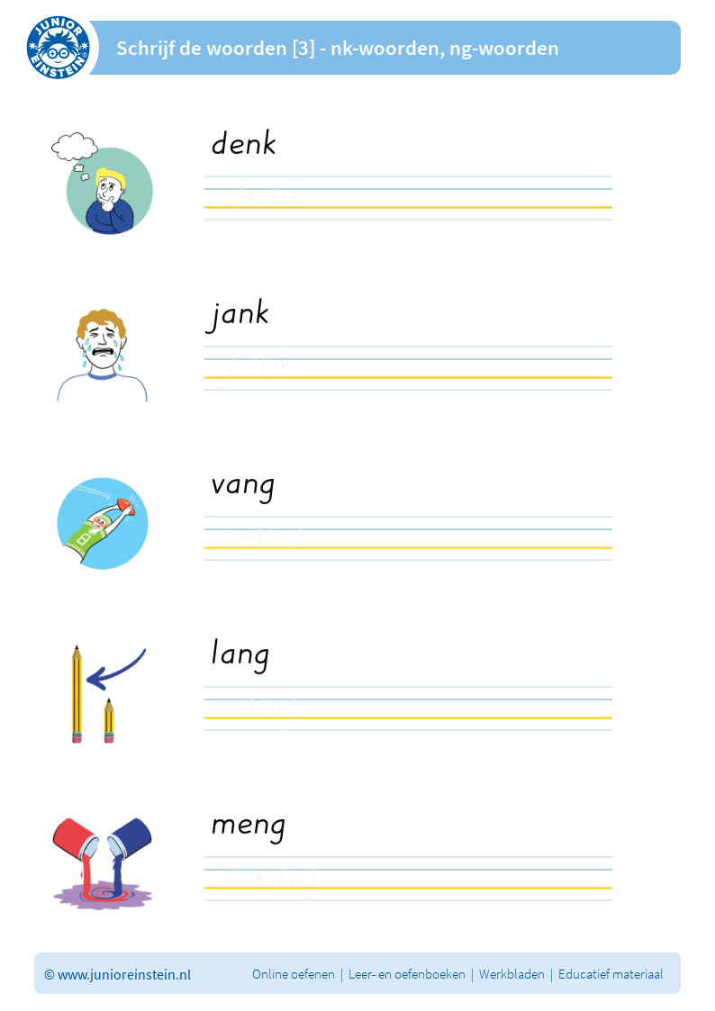 Schrijf de woorden [1] - mmkmm-woorden, ng-woorden, nk-woorden