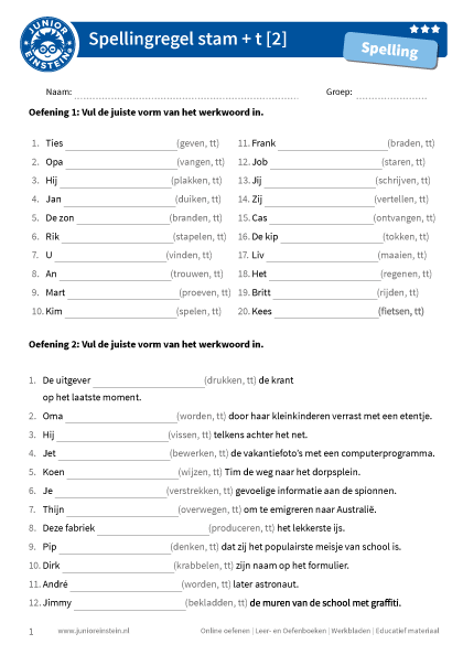 Werkbladen tegenwoordige tijd [2]